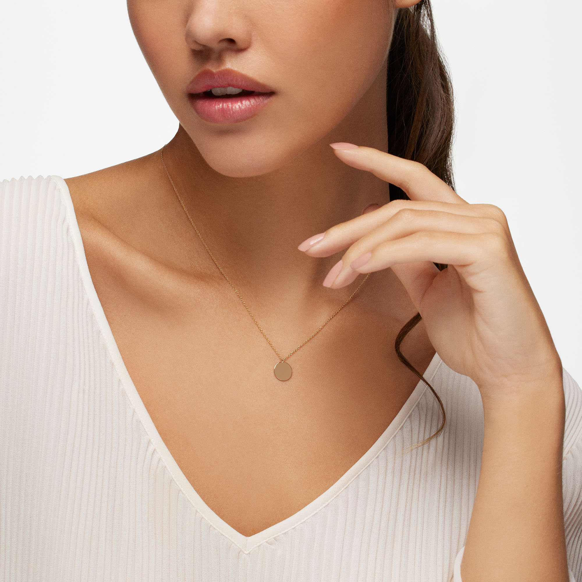 Birks Essentials Engravable 18k Yellow Gold Disc Pendant Necklace